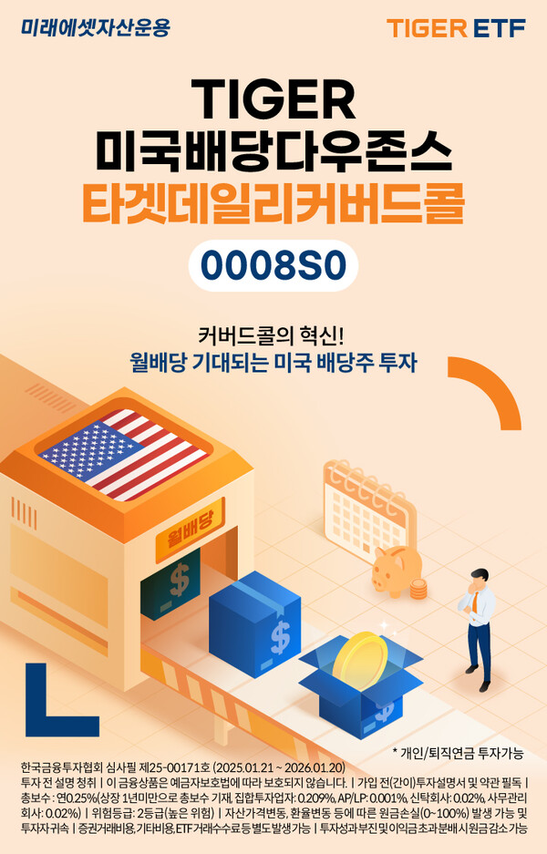 미래에셋운용, TIGER 미국배당다우존스타겟데일리커버드콜ETF 출시